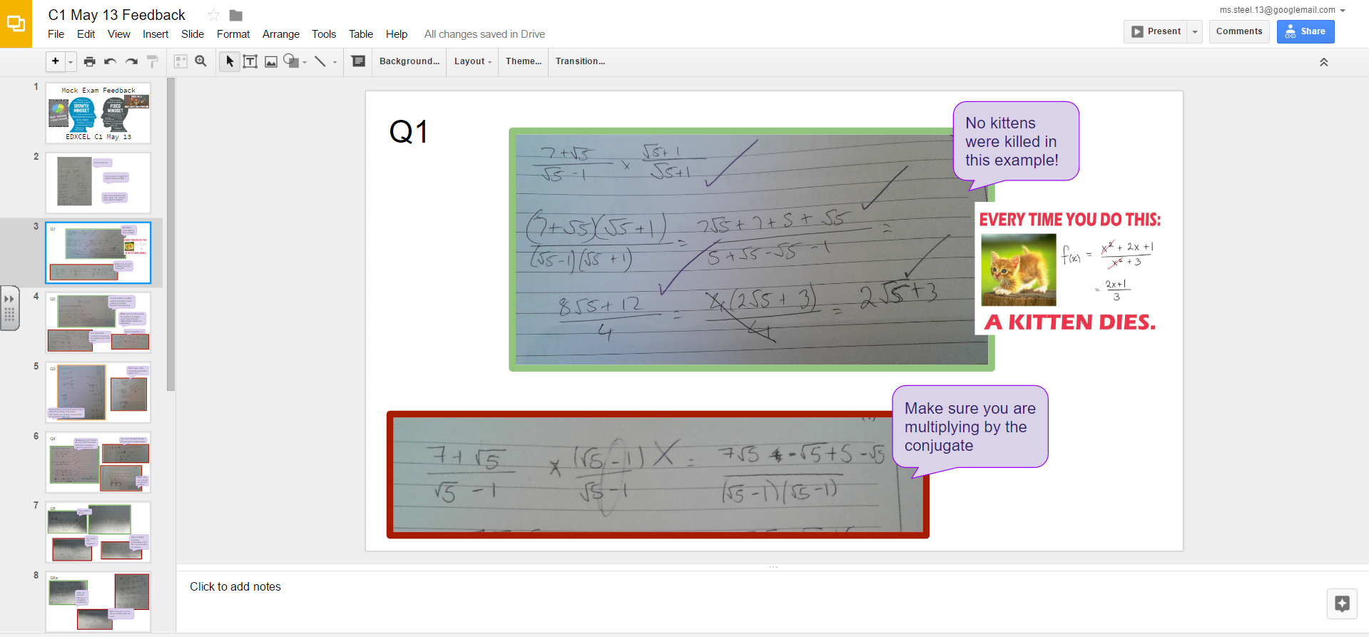 Feedback sheets an update – Ms Steel Maths